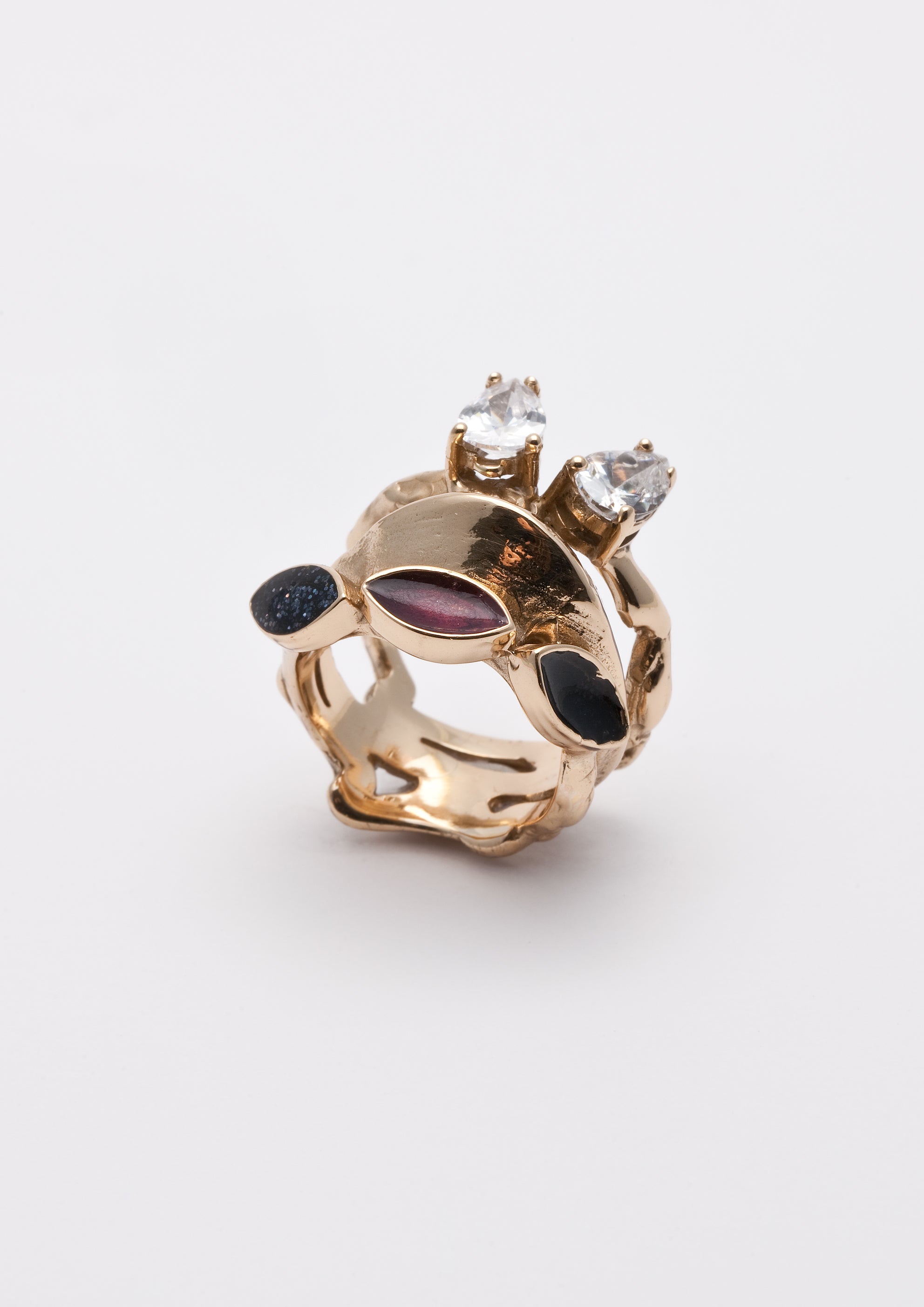 White Kalika ring - XS / Gold Plated Bronze - Voodoo Jewels
